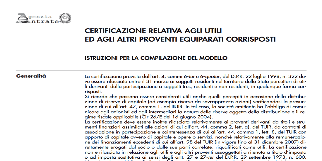 CUPE 2018: modello, istruzioni e scadenza | Scadenze Fiscali