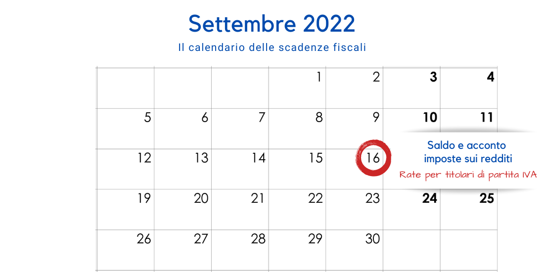 Saldo e acconto imposte sui redditi: rate in scadenza per le partite IVA il 16 settembre 2022 ...